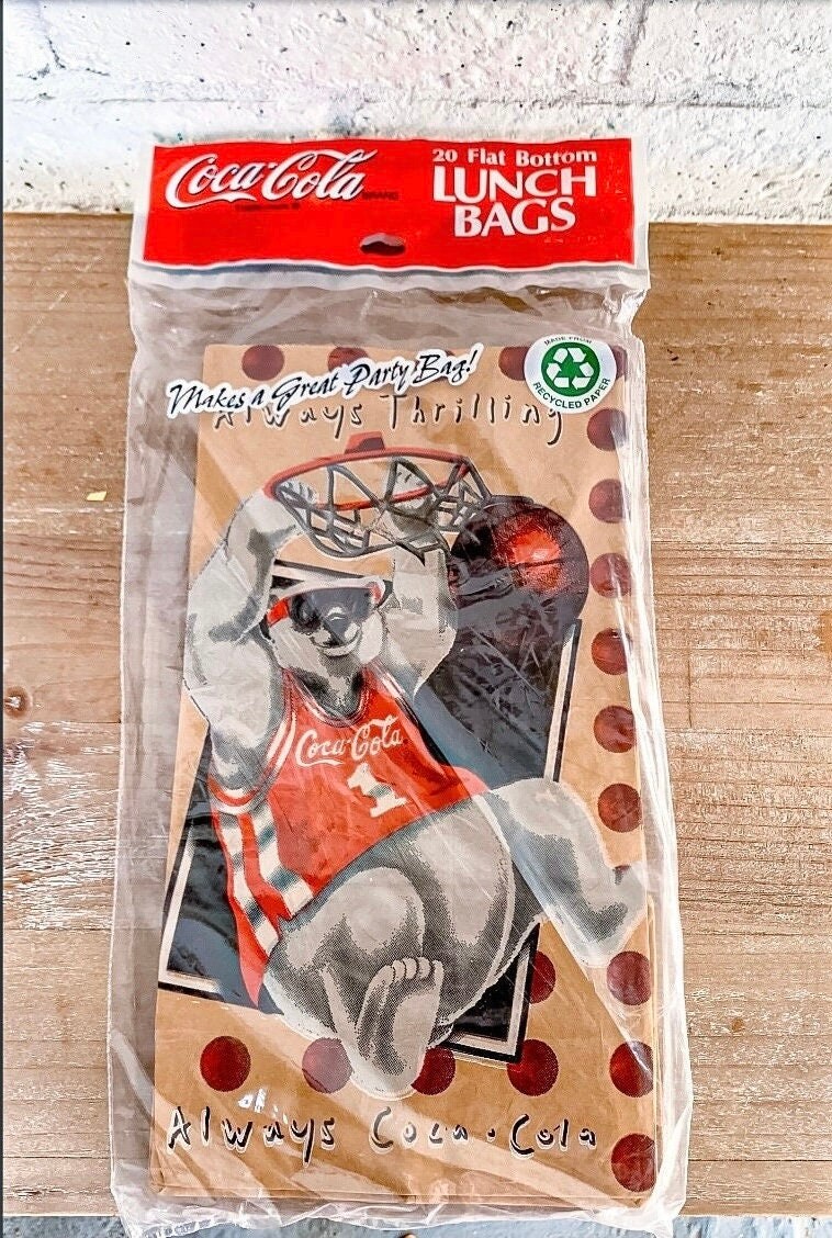 Vintage 1996 Coca-cola Brown Lunch Paper Bags, Party Favor Bags, Goody ...