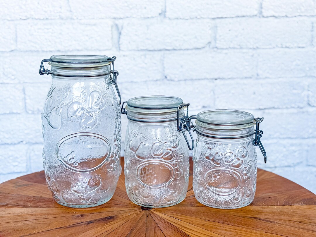Vintage Wheaton Fine Glassware Fruit Embossed Canister Set - Etsy