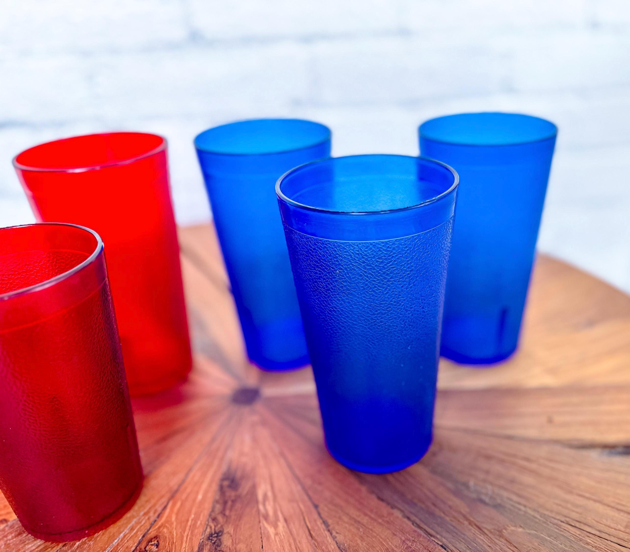 Vintage Red & Blue Plastic Restaurant Drinking Cups, Tumblers by Texan ...