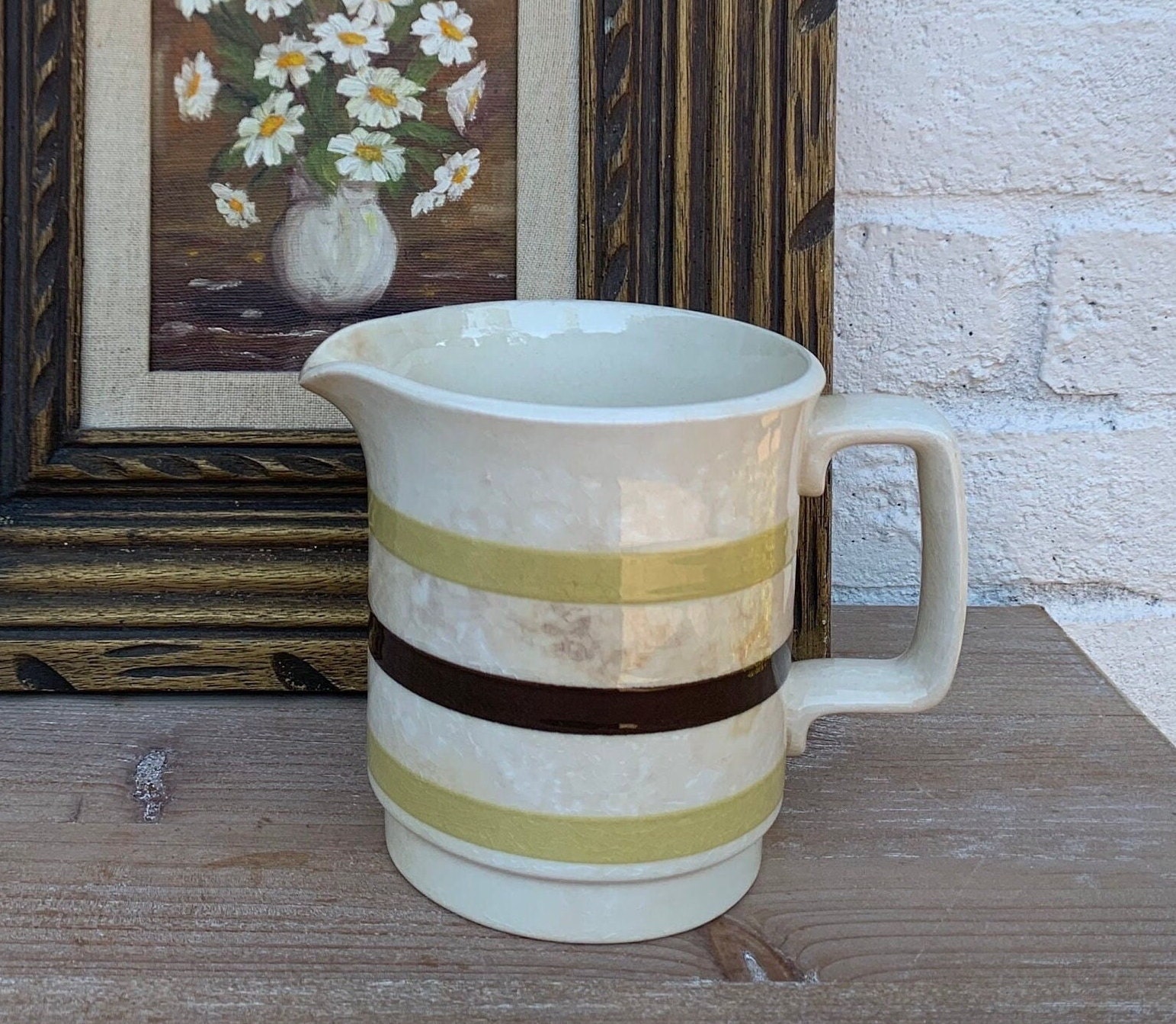 Vintage Carrigaline Colleen Pattern Striped Brown & Green Juice Pitcher ...