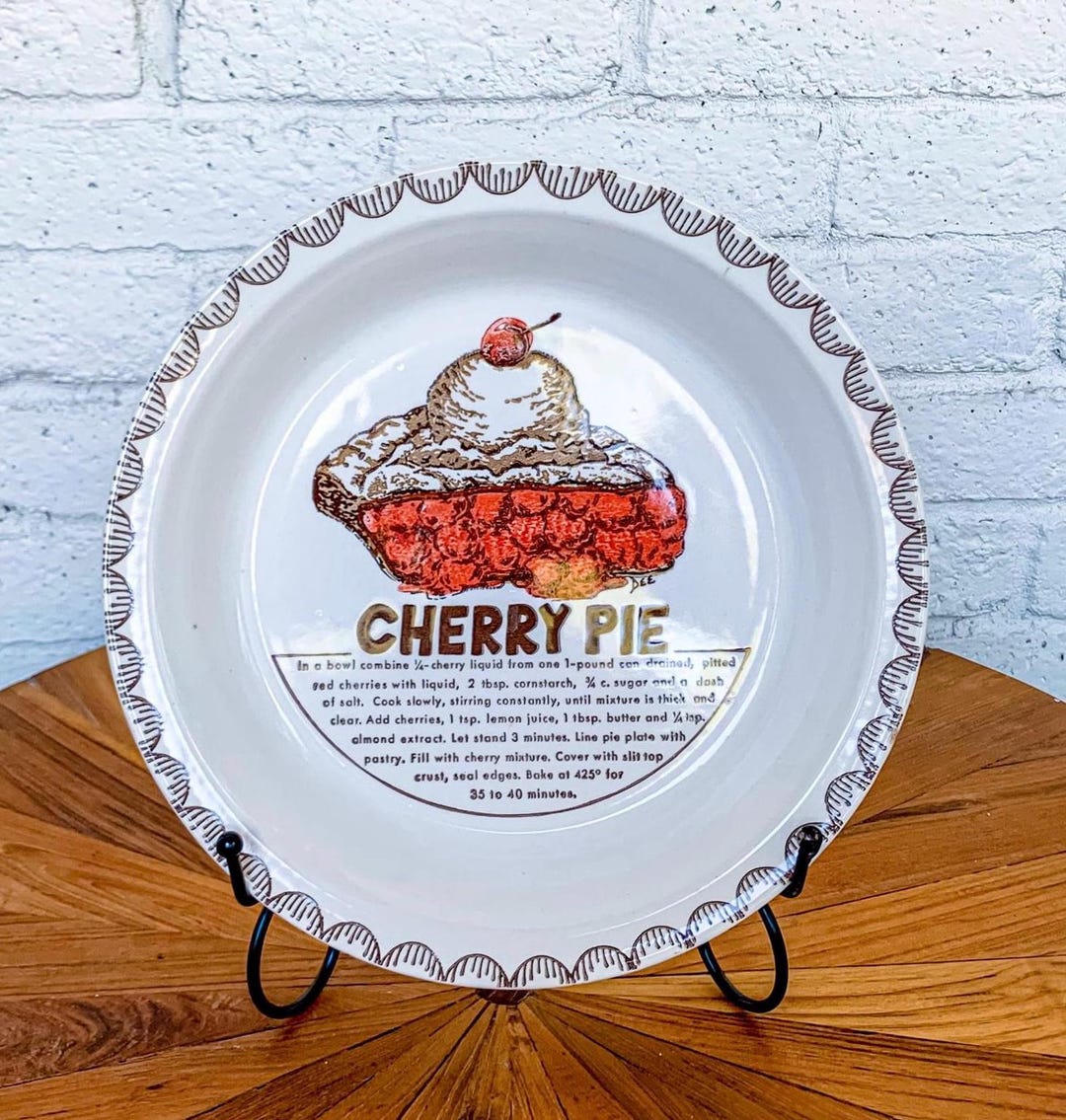 Vintage Ceramic Cherry Pie Recipe Plate - Etsy