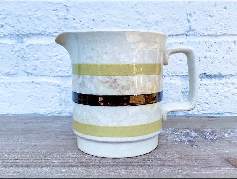 Vintage Carrigaline Colleen Pattern Striped Brown & Green Juice Pitcher ...