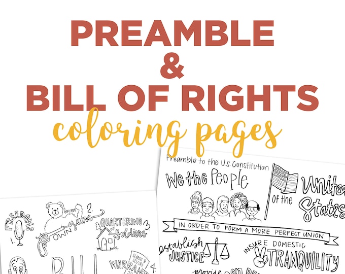 Color the Preamble and Bill of Rights - Etsy