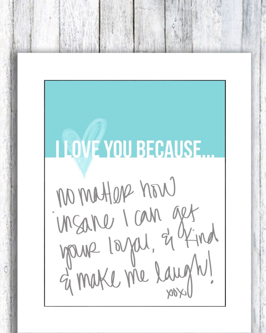 Colorful I Love You Because Print for Dry Erase Frame - Etsy