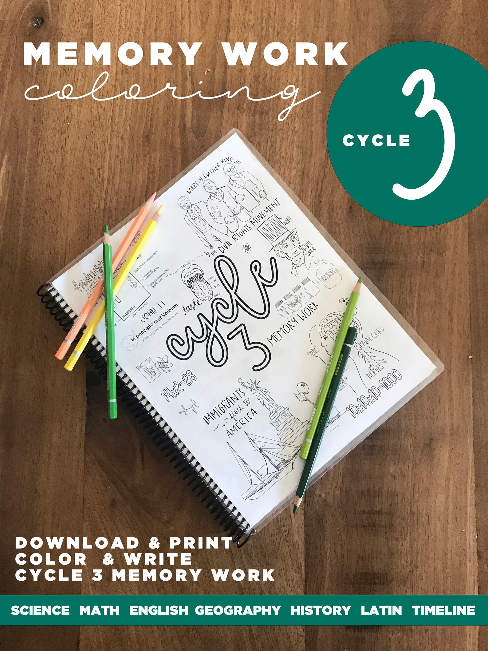 Cycle 3 COMPLETE Pack of Memory Work Coloring Pages 5th - Etsy UK