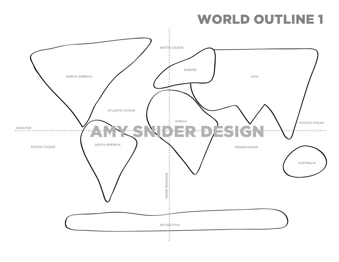 World Outline BLOB Maps - Etsy