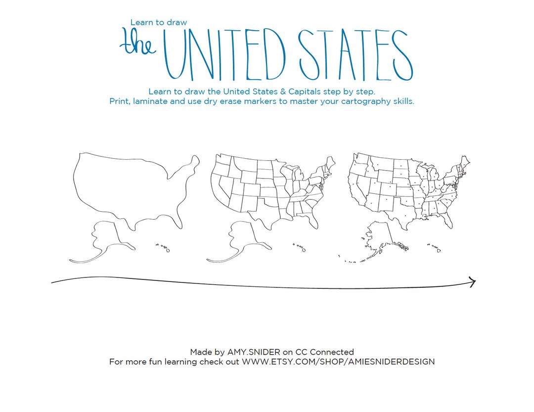 Learn to Draw the UNITED STATES Blob Map Style - Etsy