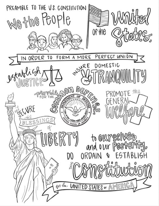 Color the Preamble and Bill of Rights | Etsy