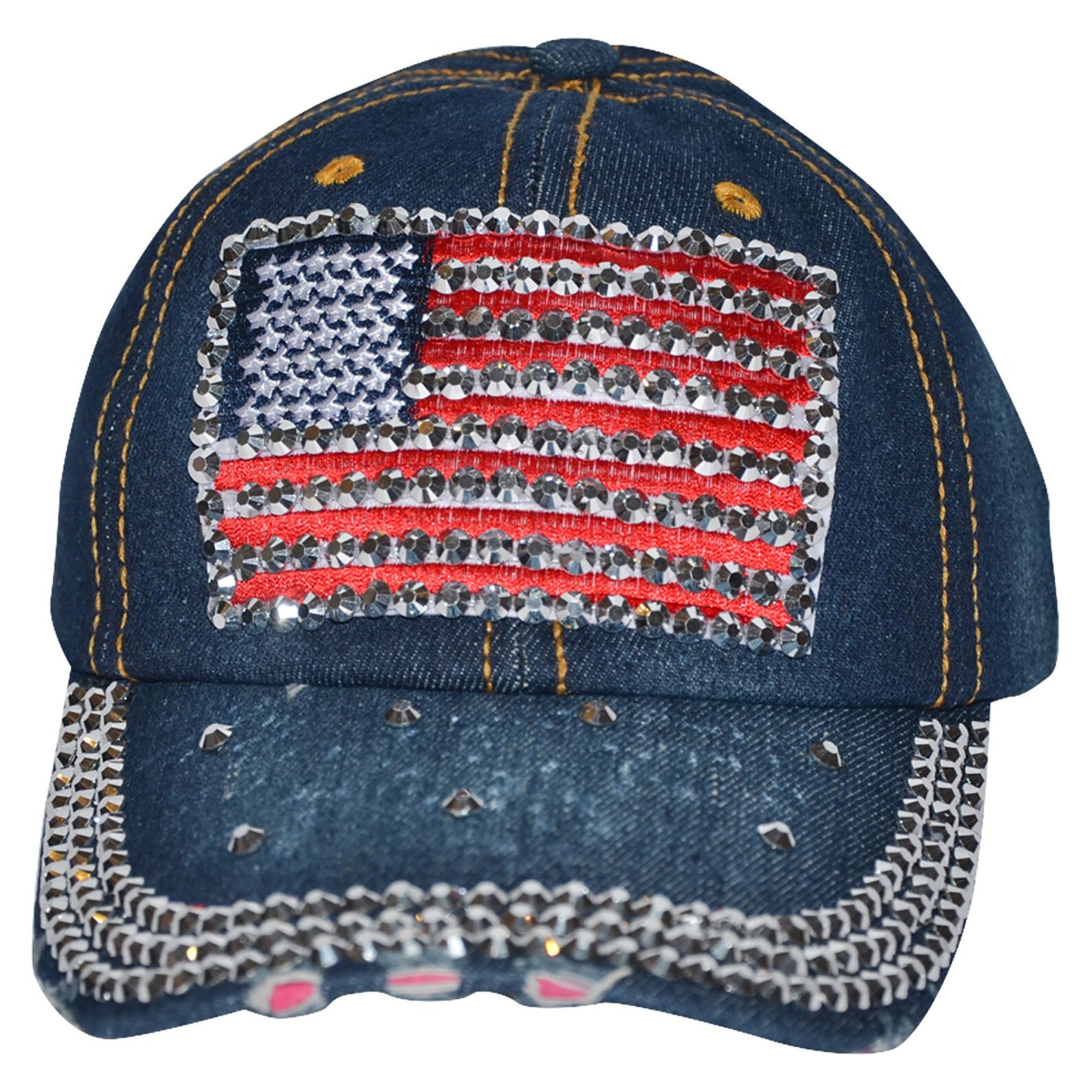 American Flag Baseball Cap for Women Studded Bling USA Hats | Etsy
