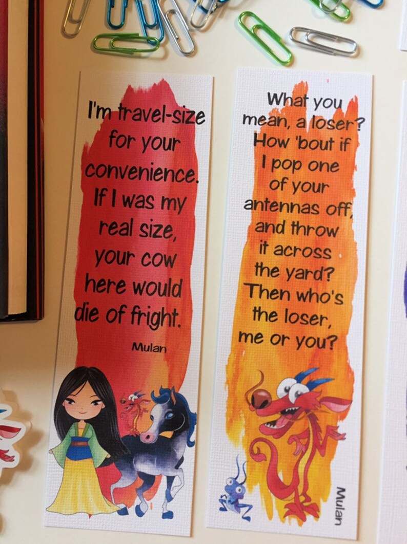 Princess Mulan Inspired Bookmarks Mulan Movie Bookmarks | Etsy