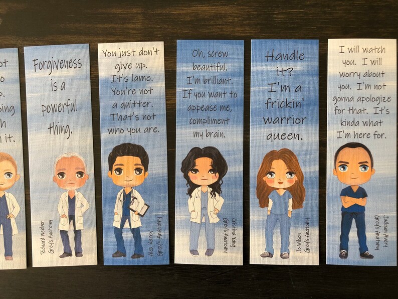 Greys Doctor Bookmarks Anatomy Bookmarks | Etsy