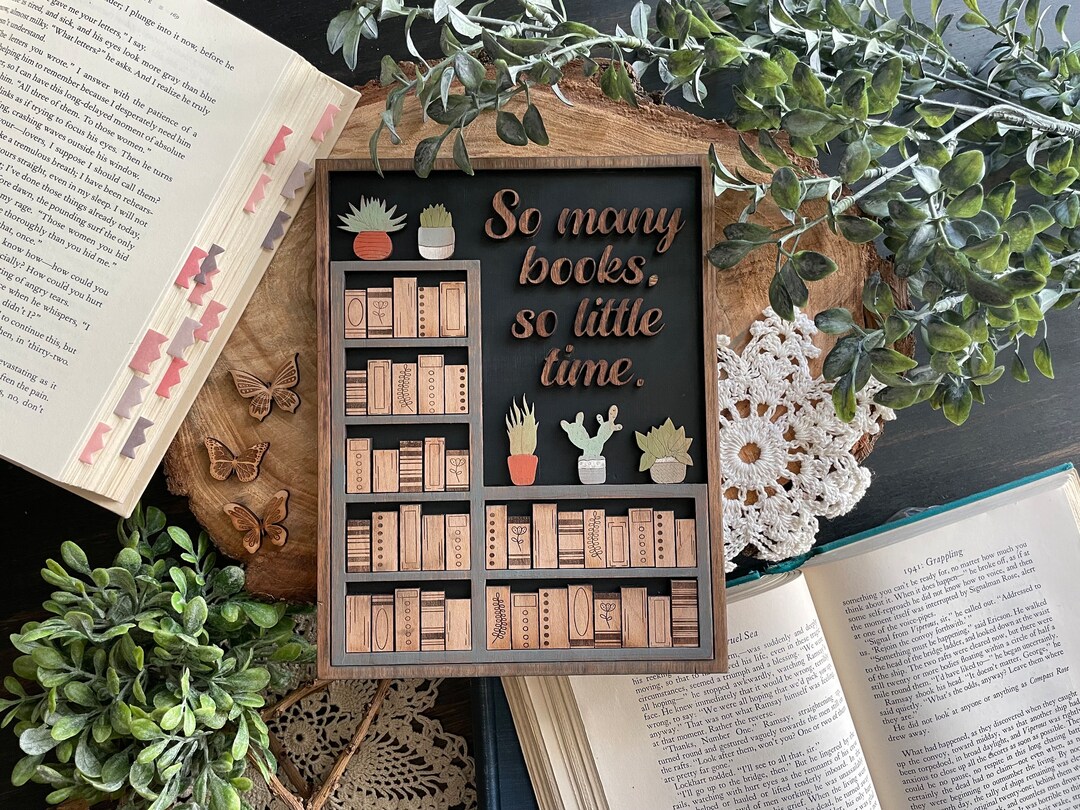 So Many Books Wooden Library Sign Wooden Bookish Sign Bookshelf Wooden ...