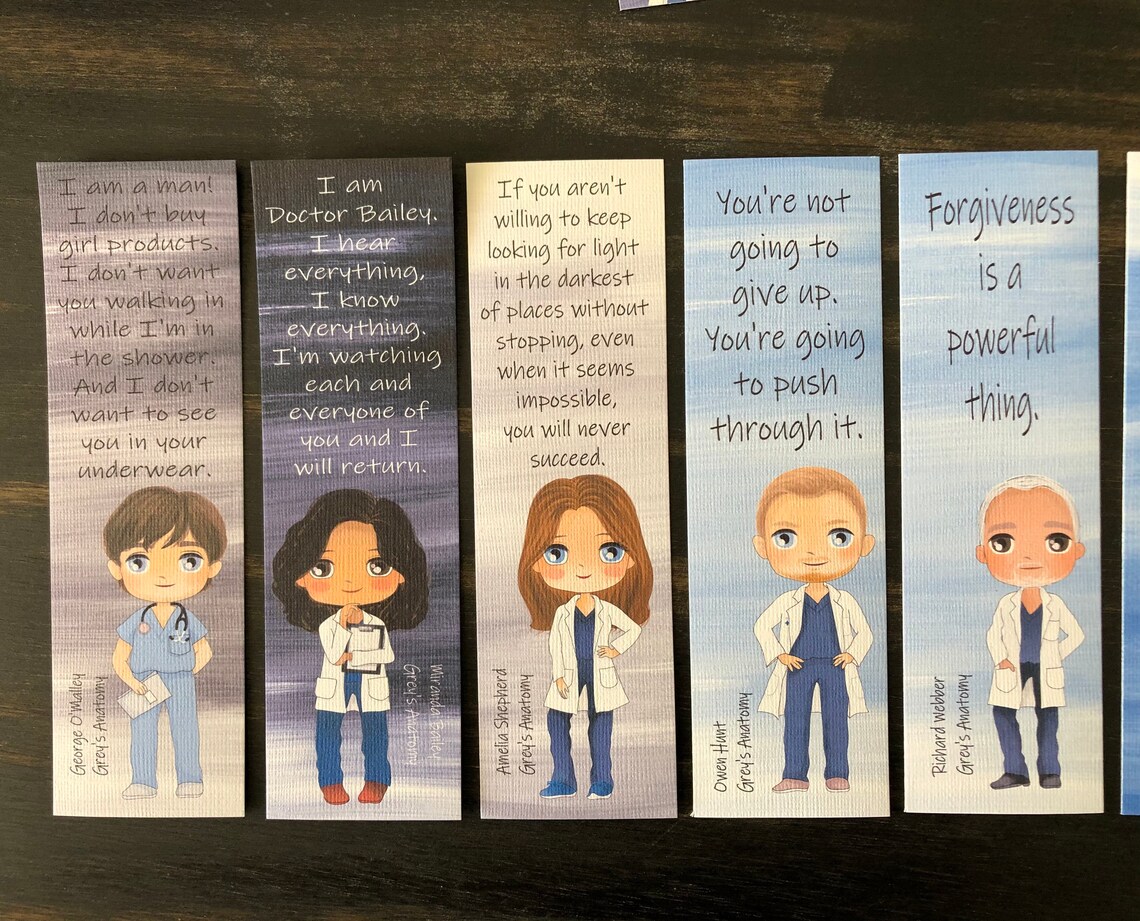 Greys Doctor Bookmarks Anatomy Bookmarks | Etsy