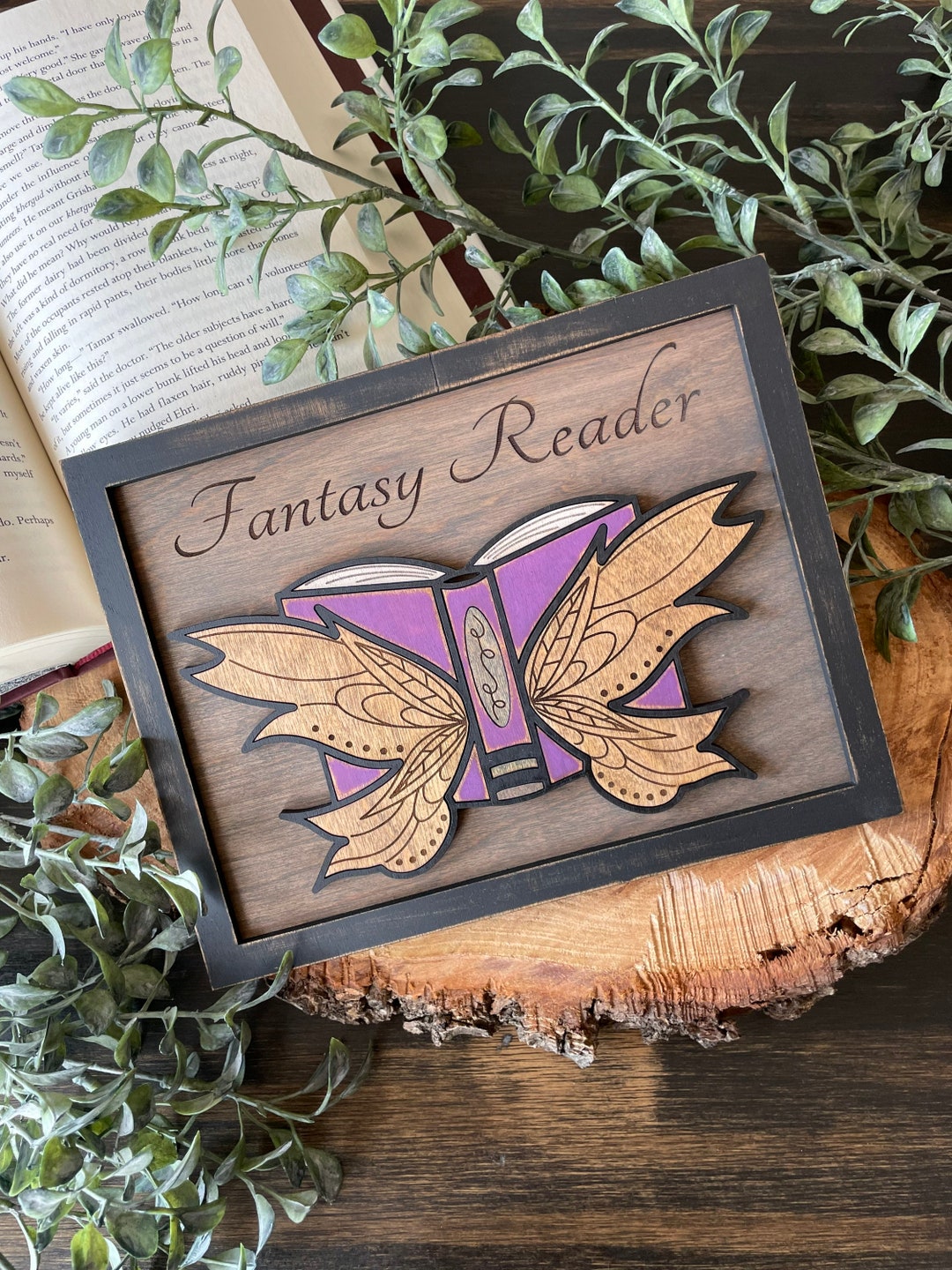 Wooden Sign - Fantasy Reader Library Sign - Bookshelf Sign - Library ...