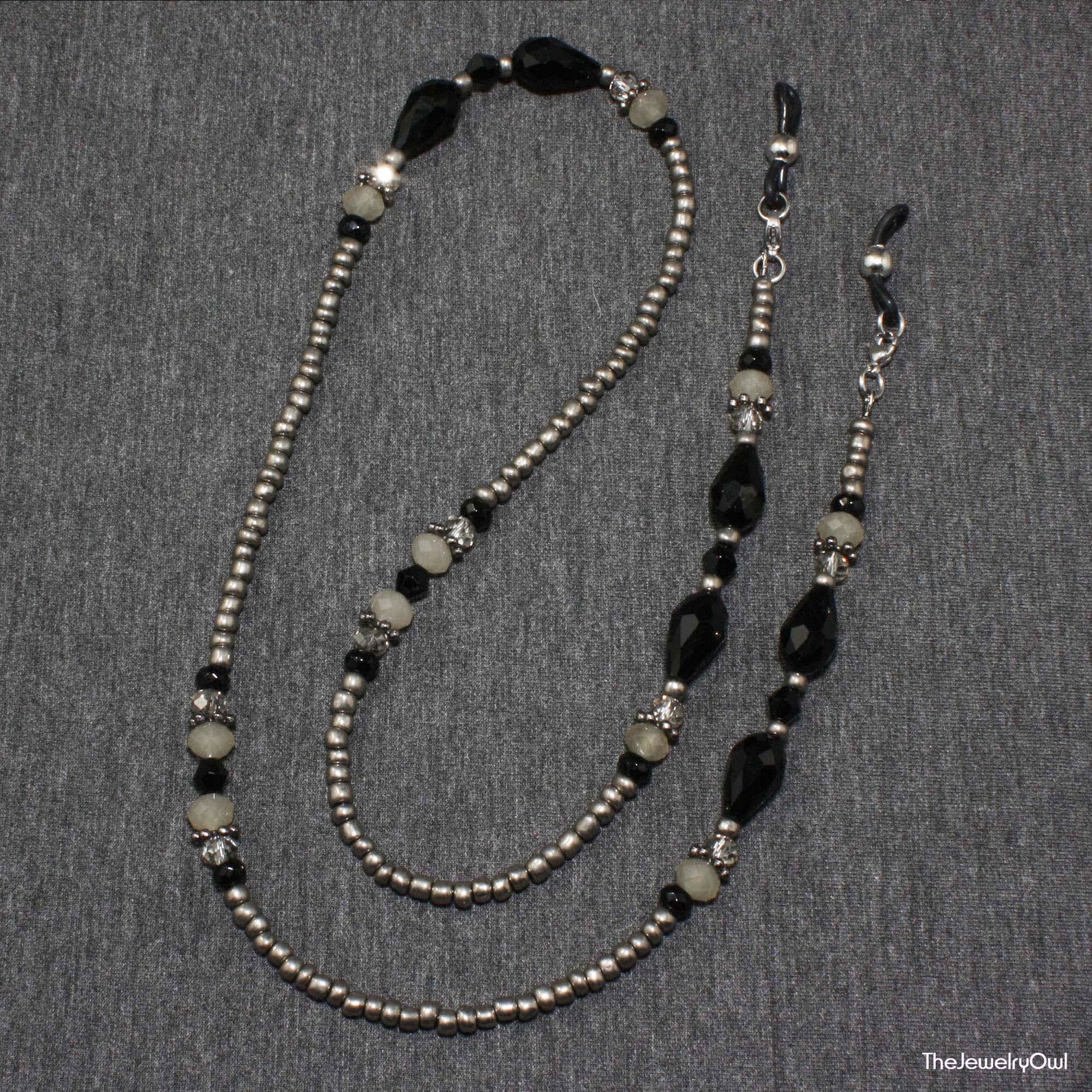 Black and Gunmetal Beaded Eyeglass Chain - Etsy