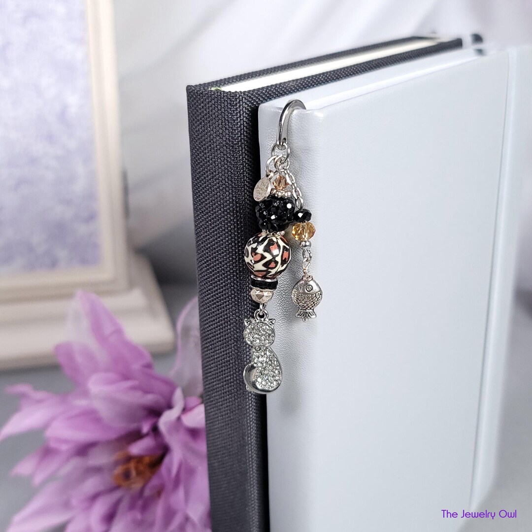 Rhinestone Cat Shepherd Hook Bookmark - Etsy