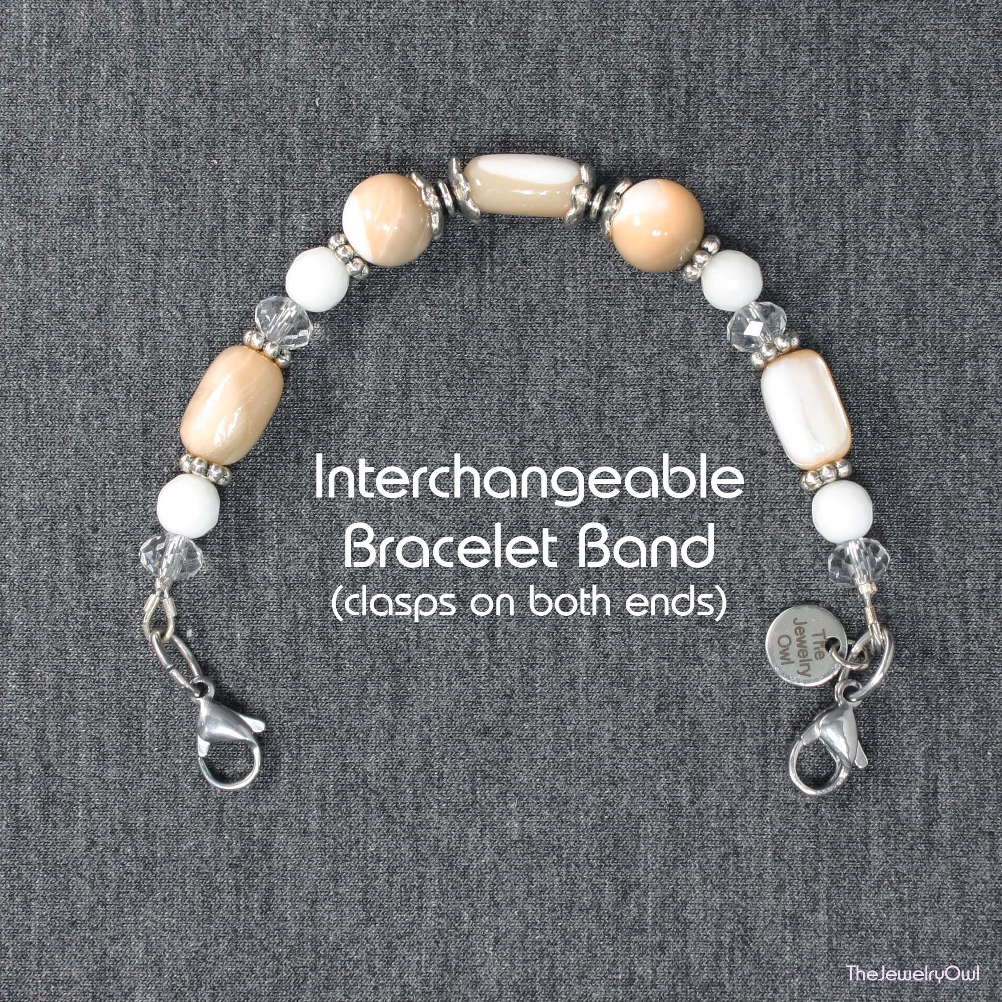 Interchangeable Band - Mother of Pearl Diabetic Medical Beaded Bracelet ...