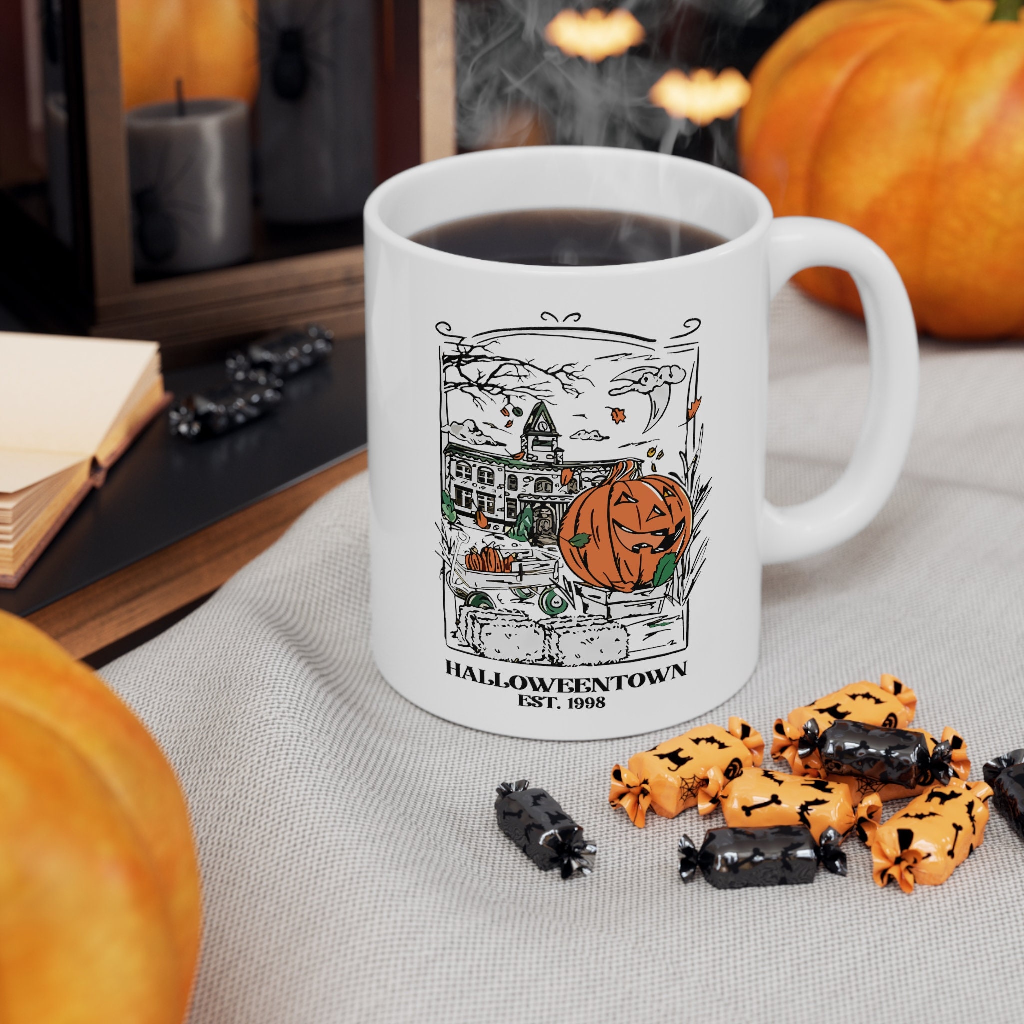 Halloweentown Magic, 11 Oz White Coffee Mug, Spooky, Vintage ...