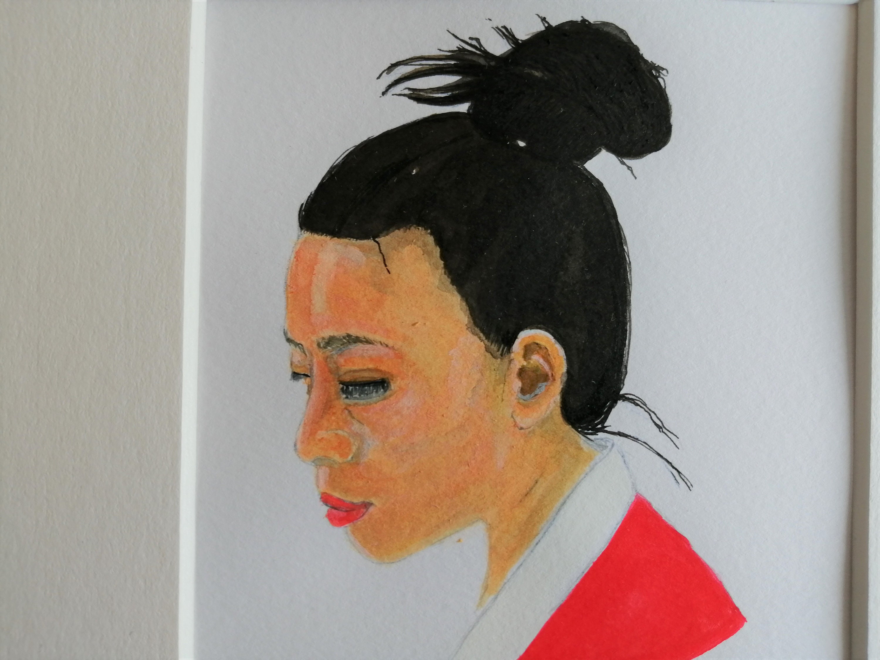 Oil Original Oil Paint Hand drawn drawing on paper Signed A4 oil ...