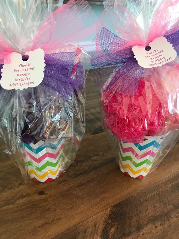 Rainbow Chevron Girls Spa Party Favor Bath Puff Smoothie | Etsy