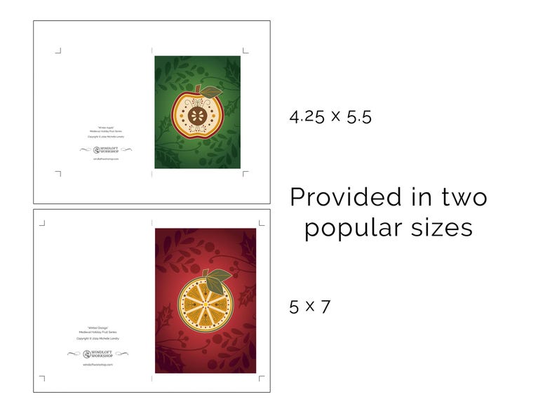 Printable Winter Solstice Cards | Medieval Fruit Theme | Downloadable ...
