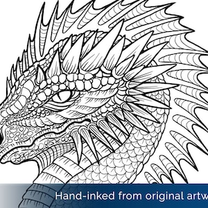 Spiny Dragon Coloring Page, Fantasy Creature, Horns and Scales, Dragon ...