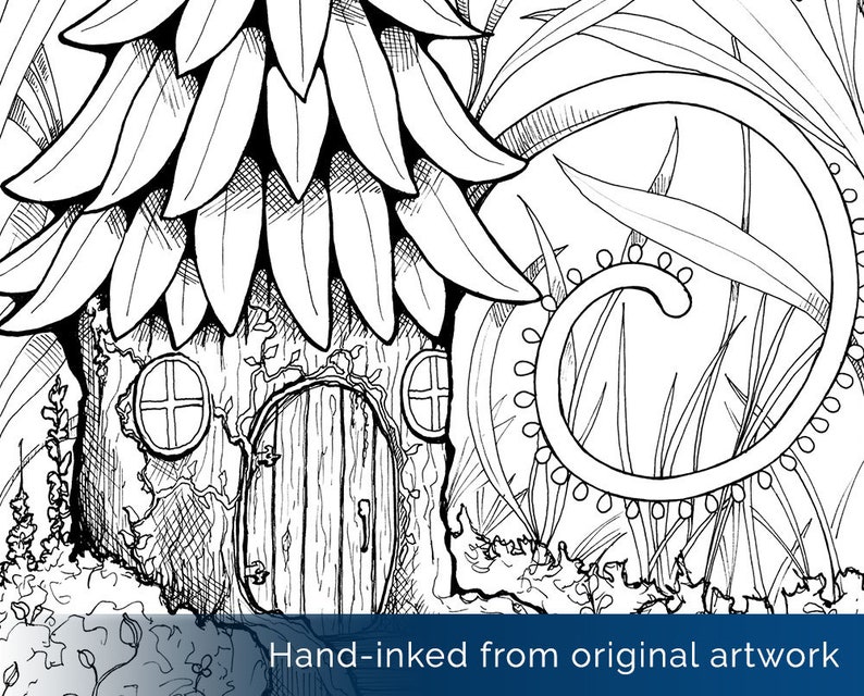 Fairy Home Coloring Page, Fairy House, Magic Garden, Fairy World, Tree ...