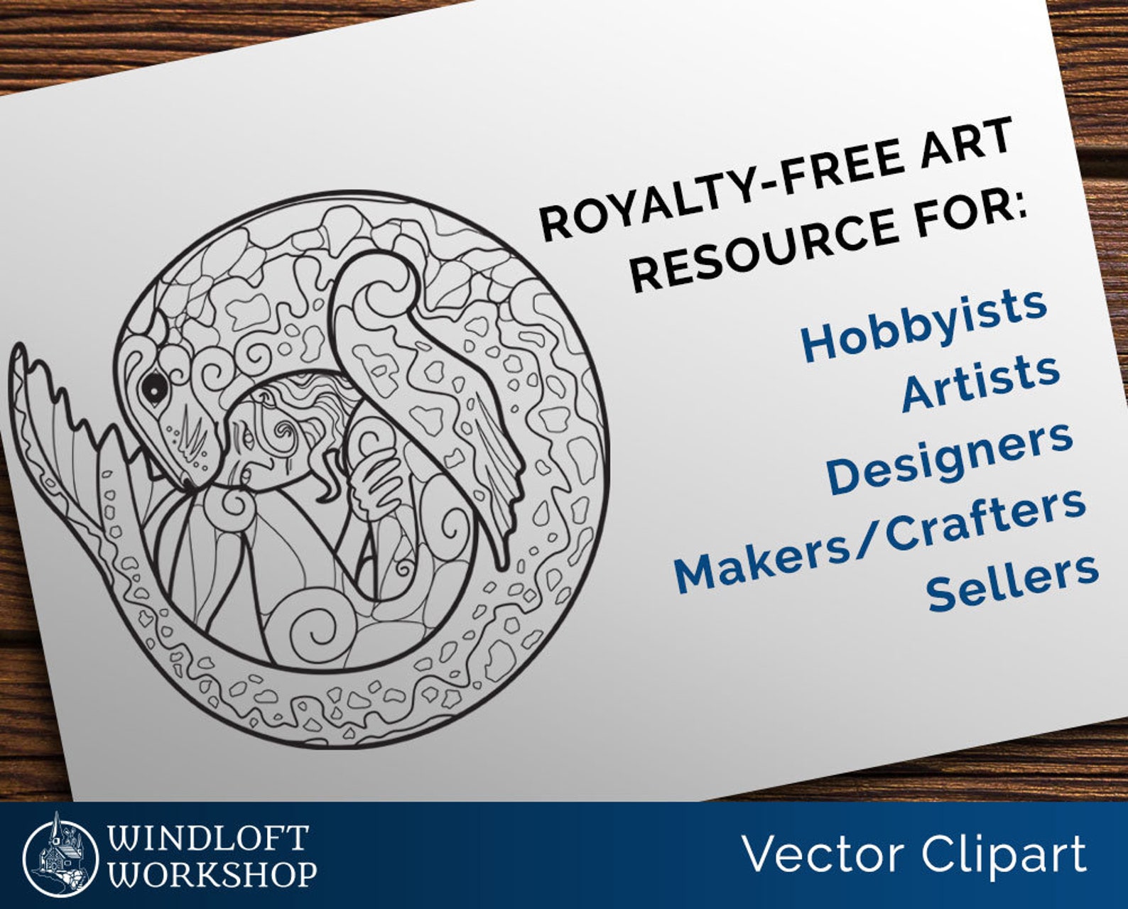 Selkie Vector Art, Fantasy Clipart, Silkie, Celtic Seal, Woodcarving ...
