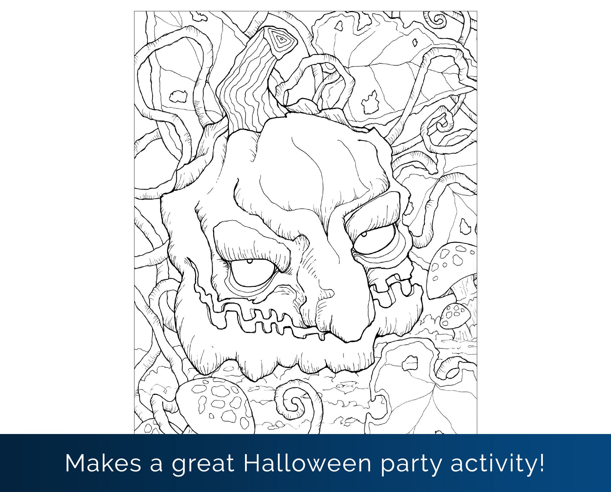 Halloween Coloring Page - Haunted Jack O' Lantern - Printable - Digital ...