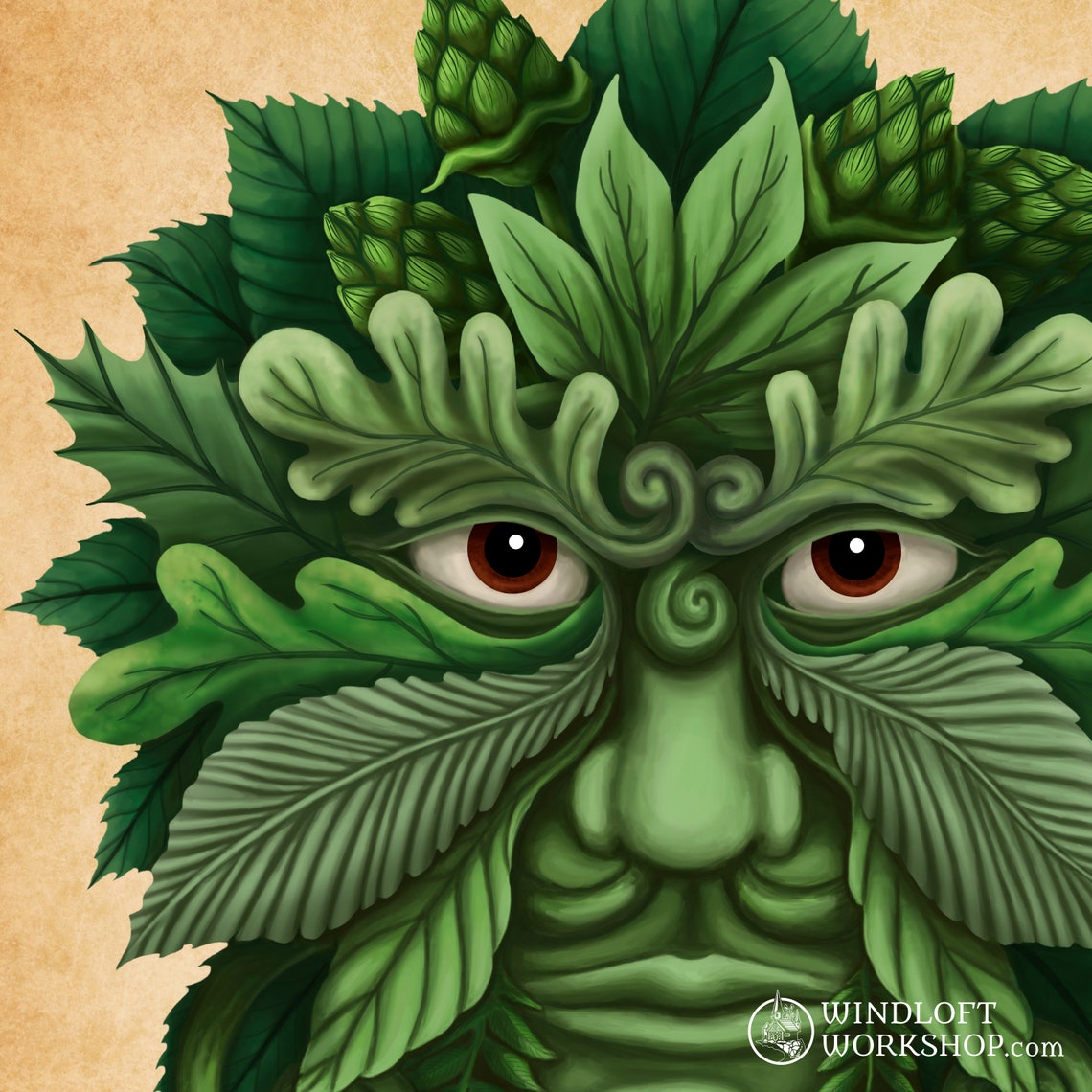 Green Man Art Print | 8" X 10" | Ready-to-frame | Archival | Open ...