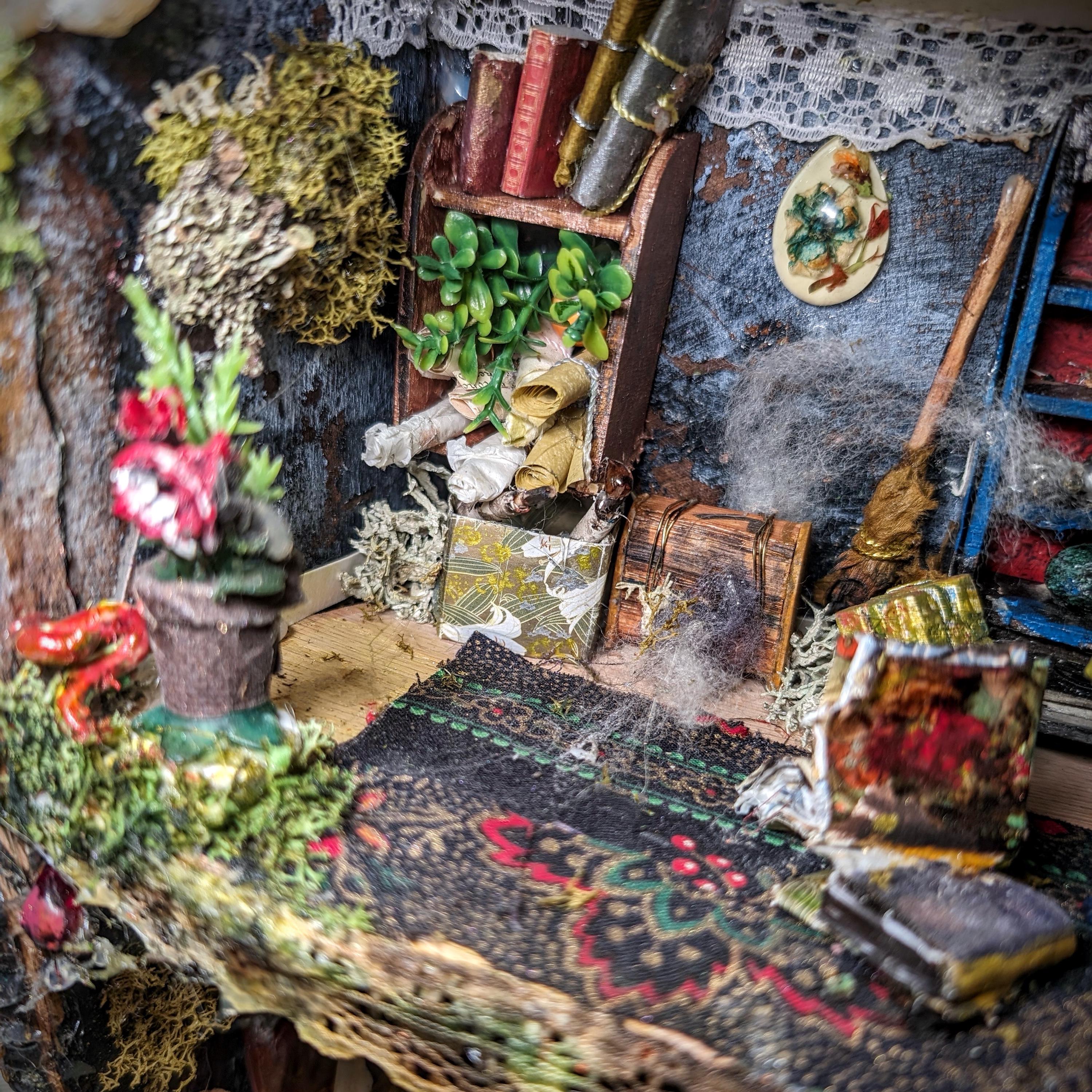 SOLD - Wicked & Whimsical Handmade Witch's Cottage Diorama in Trinket ...