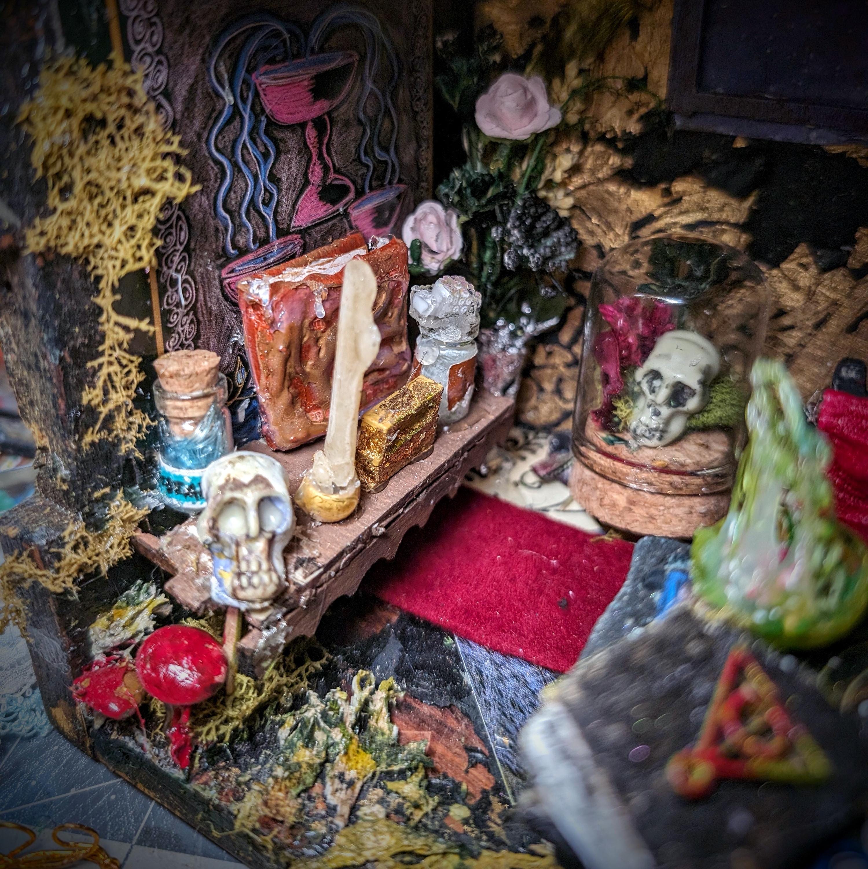 SOLD - Wicked & Whimsical Handmade Witch's Cottage Diorama in Trinket ...