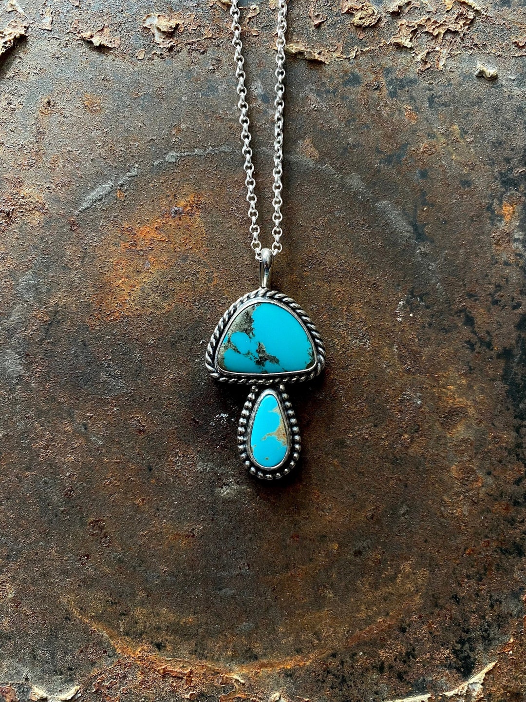 Kingman Turquoise MUSHROOM Shroom Sterling Silver Blue Cute ...