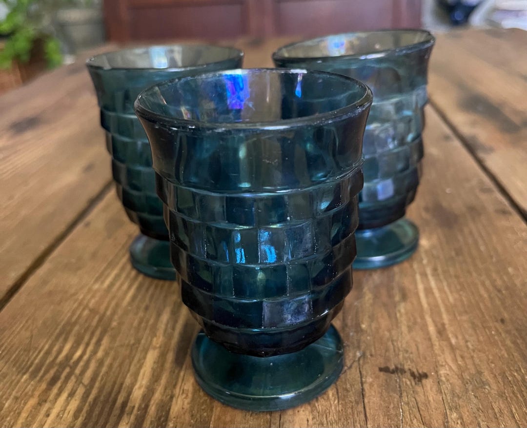 Vintage Whitehall Cubist Riviera Blue Juice Glasses Set of Three - Etsy