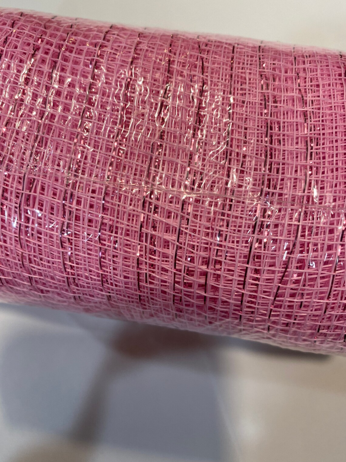 5.5 Inches X 30 Feet~pink Deco Mesh With Metallic Foil~poly Deco Mesh ...