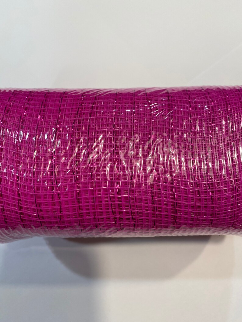 5.5 Inches X 30 Feethot Pink Deco Mesh With Metallic | Etsy