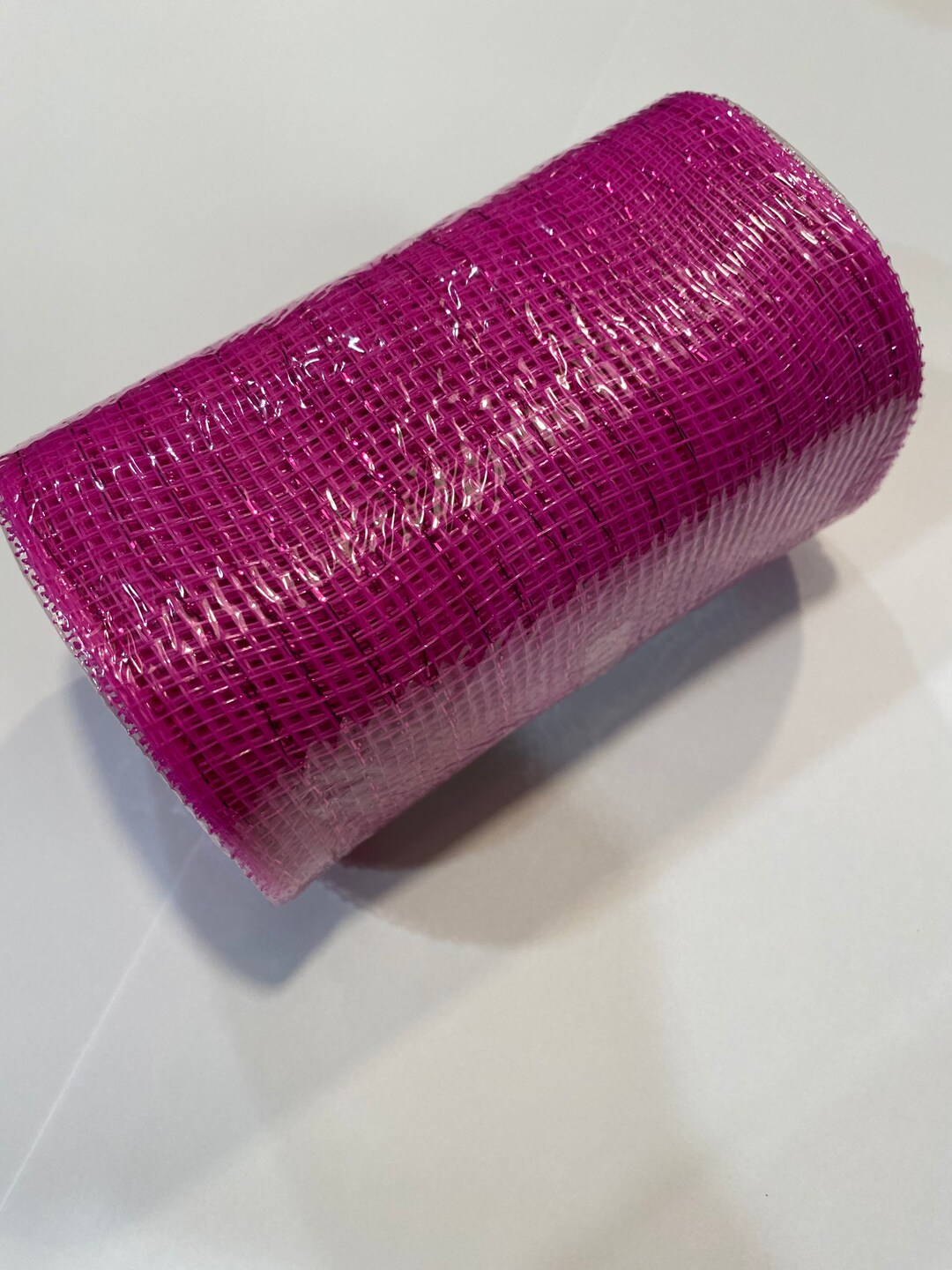 5.5 Inches X 30 Feethot Pink Deco Mesh With Metallic - Etsy