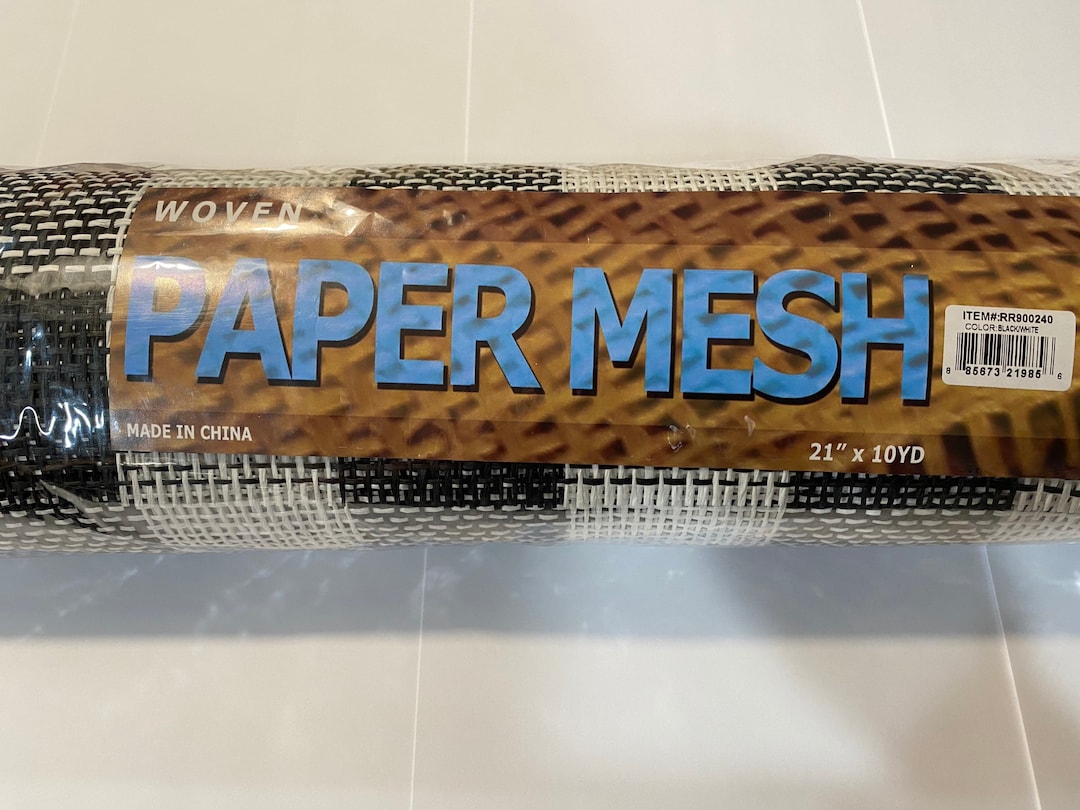 21" X 10 Yards~woven Paper Mesh~black/white~plaid/check~for Wreaths ...