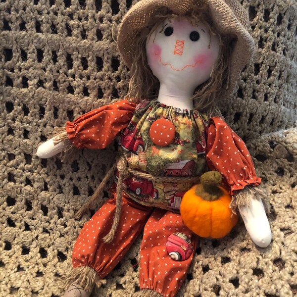 Raggedy Primitive Pumpkin Doll - Etsy