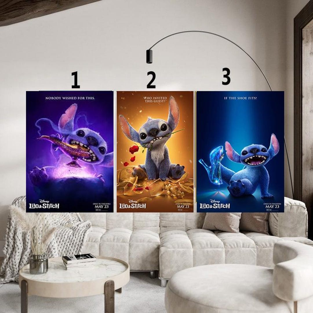 Lilo & Stitch Stitches Crashes Disney Princess Movies in 4 Posters - Etsy