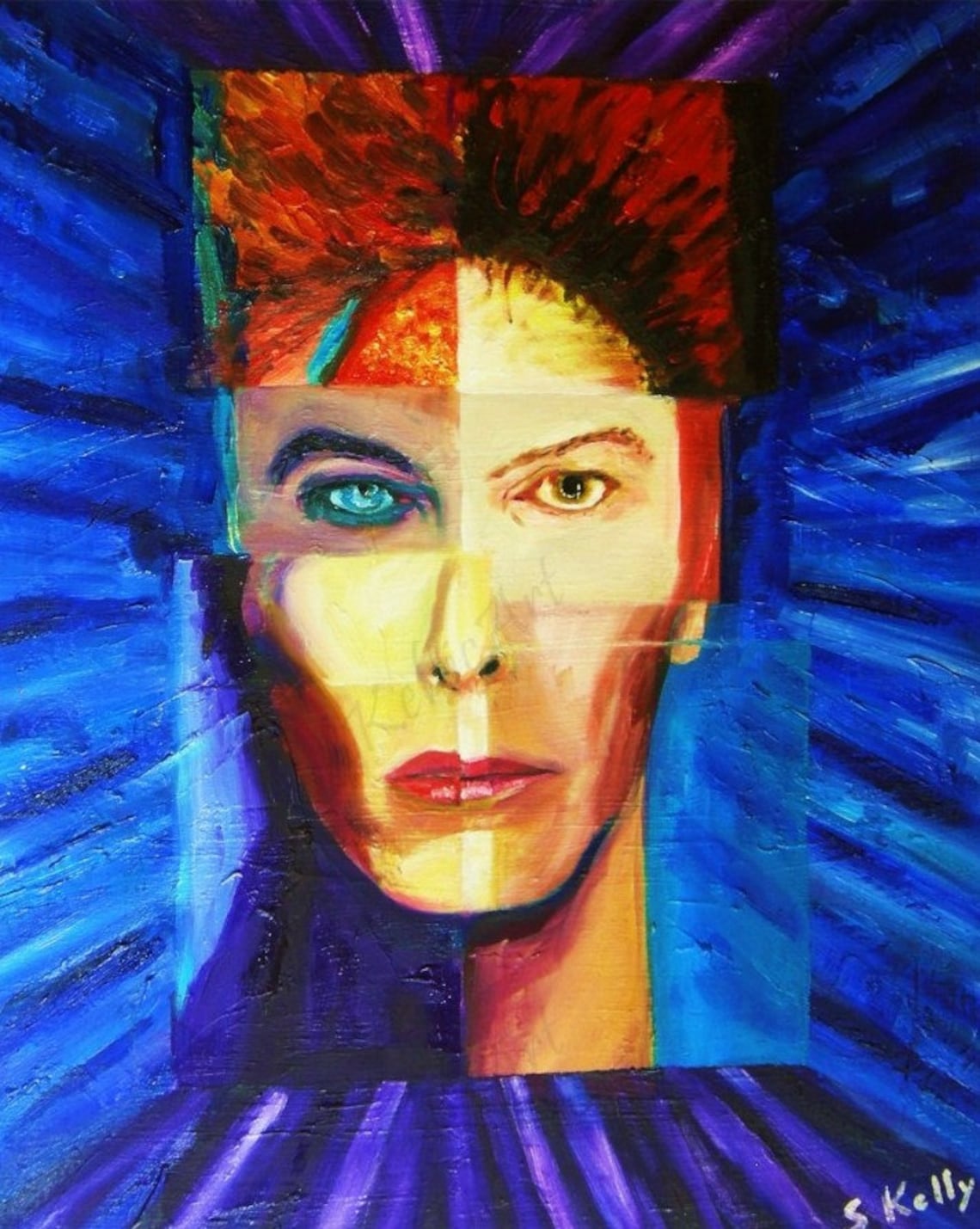 David Bowie Art Ziggy Stardust Aladdin Sane Pop Art OOAK - Etsy