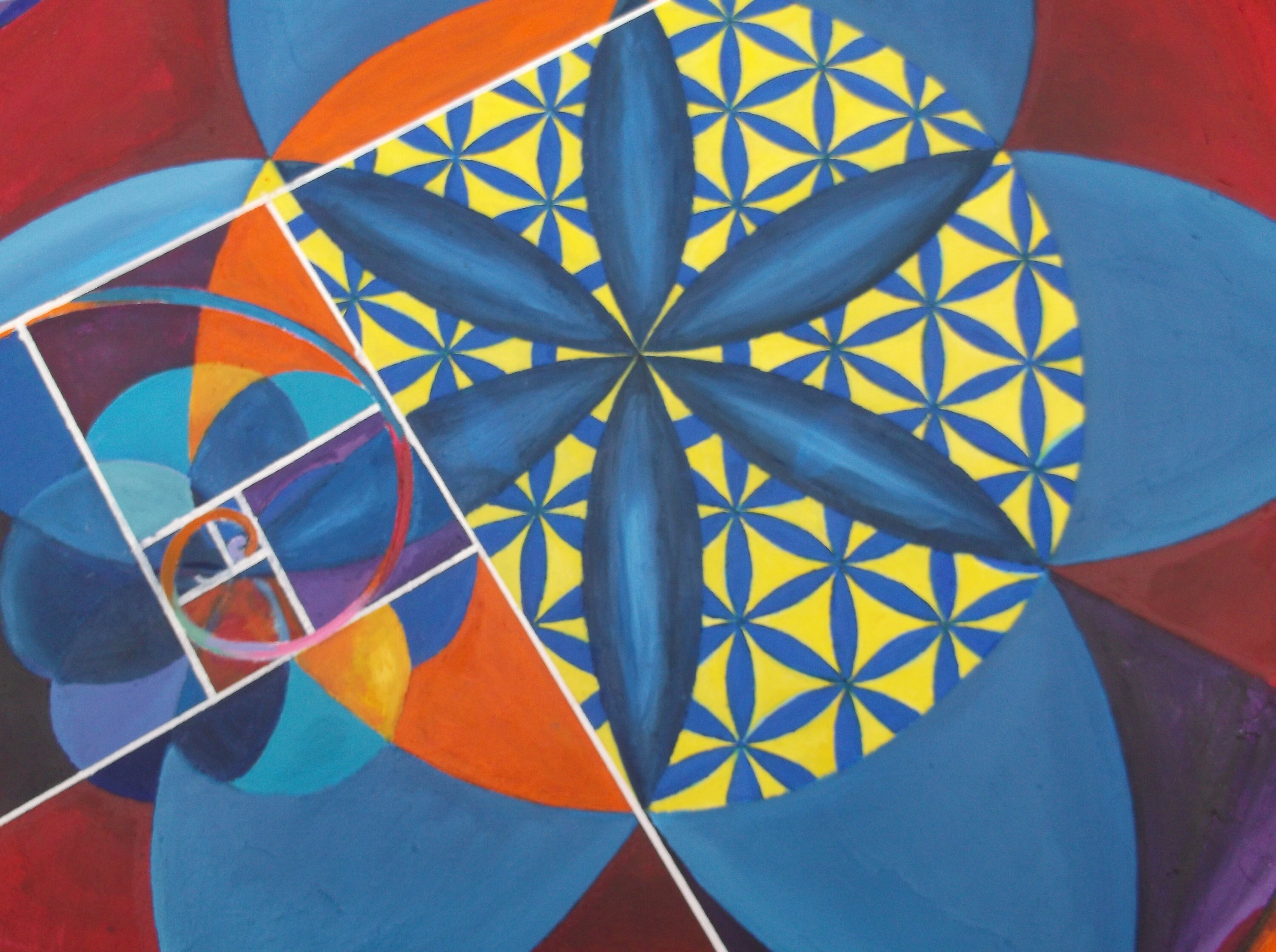 Wall Art, Sacred Geometry Oil Painting, OOAK Original Painting on Mdf ...