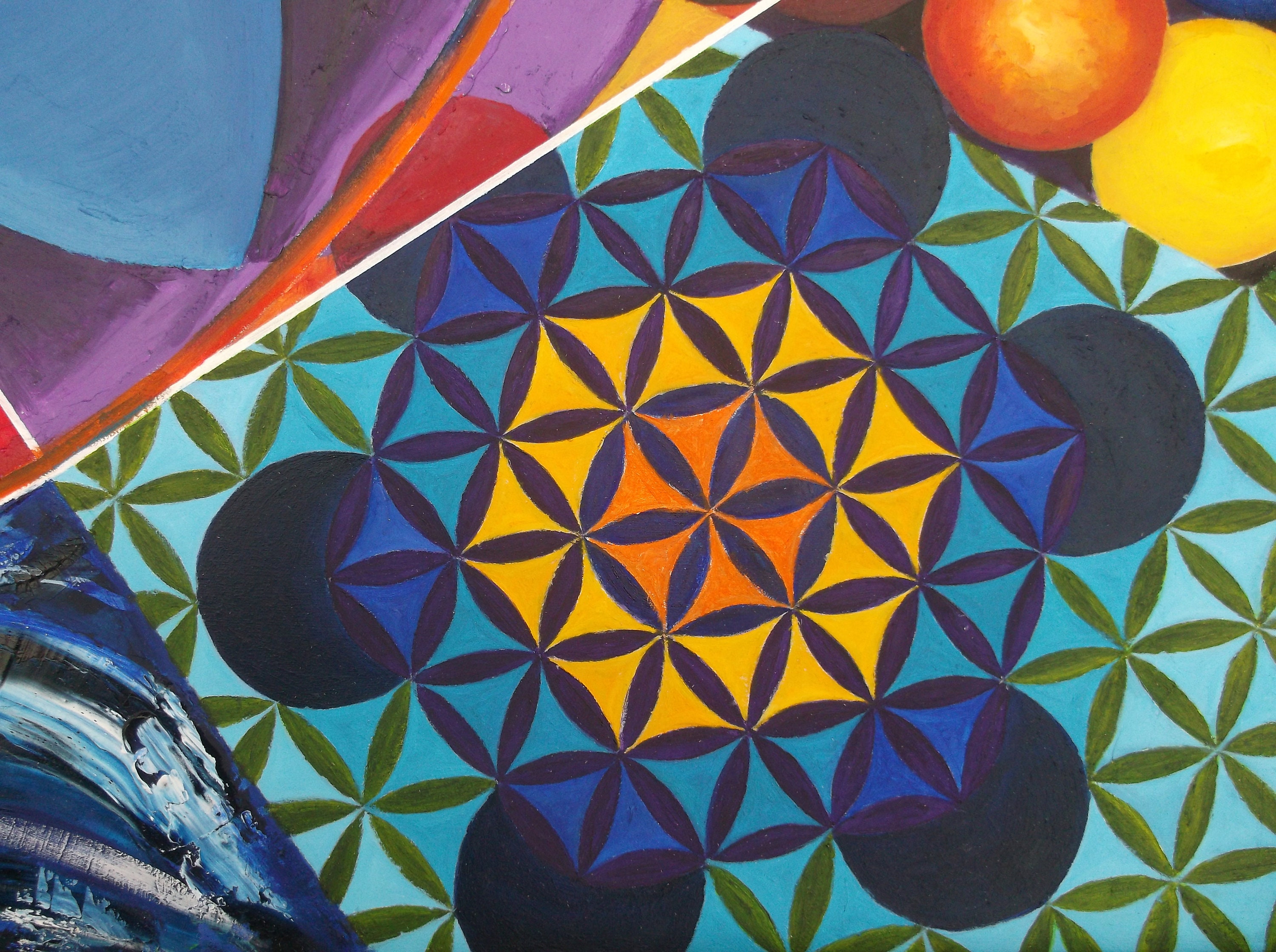 Wall Art, Sacred Geometry Oil Painting, OOAK Original Painting on Mdf ...