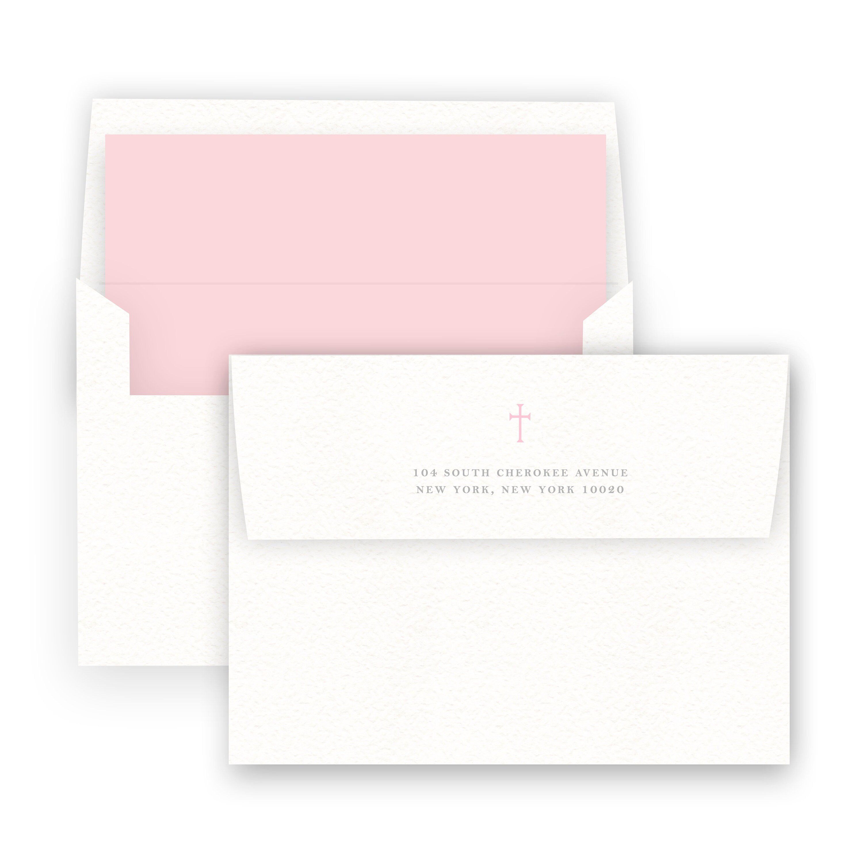 Baptism Dedication Invitation - Pink Simple Cross Scallop Border - by ...
