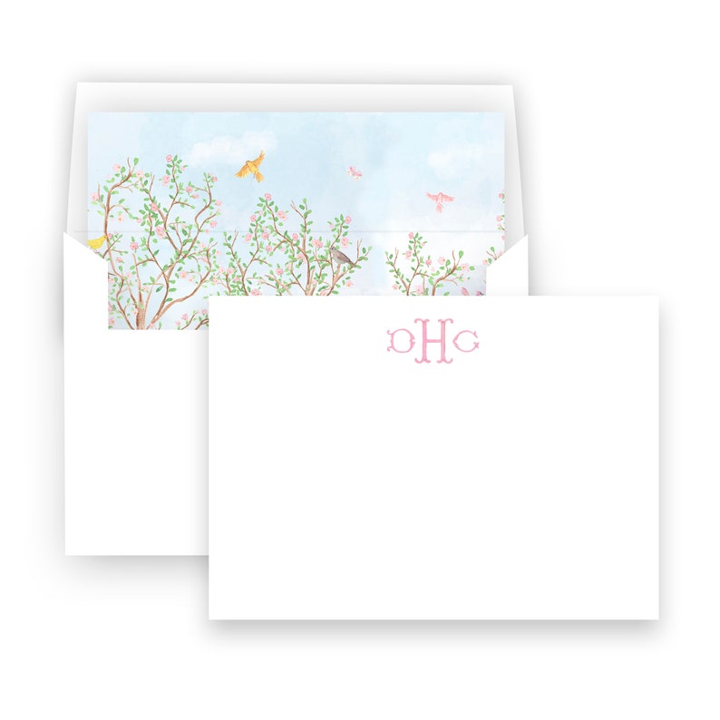 Watercolor Cherry Blossom Garden Scene Stationery by Kate Chambers ...