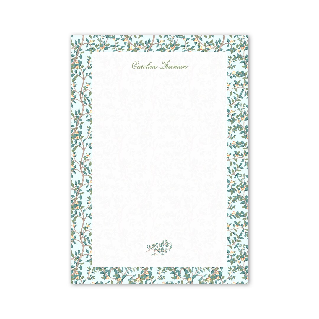 Custom Notepad - Women's Chinoiserie Fruit Tree Green Mint - by Kate ...