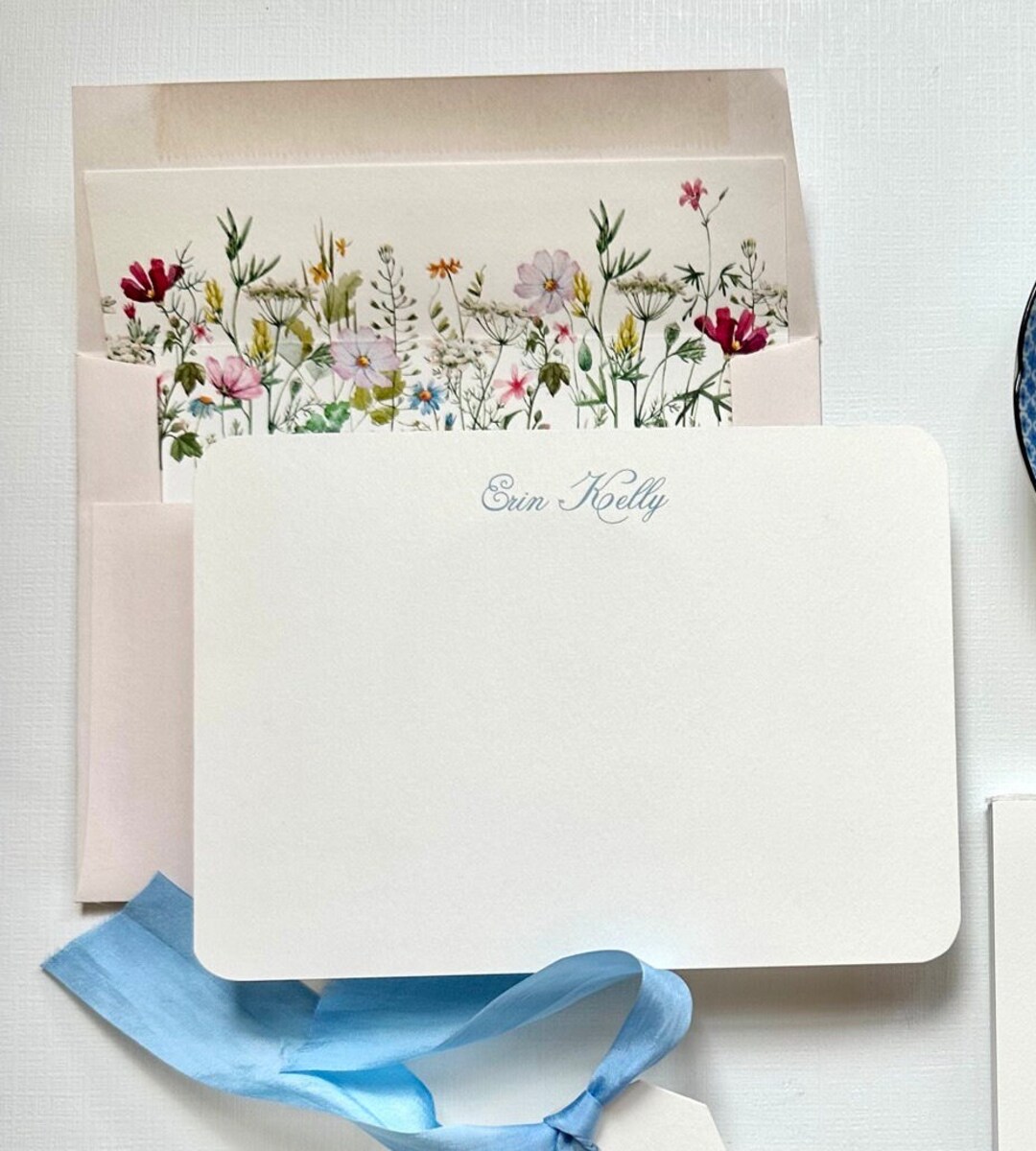 Watercolor Wildflower Floral Pink Envelope Women's Stationery by Kate ...