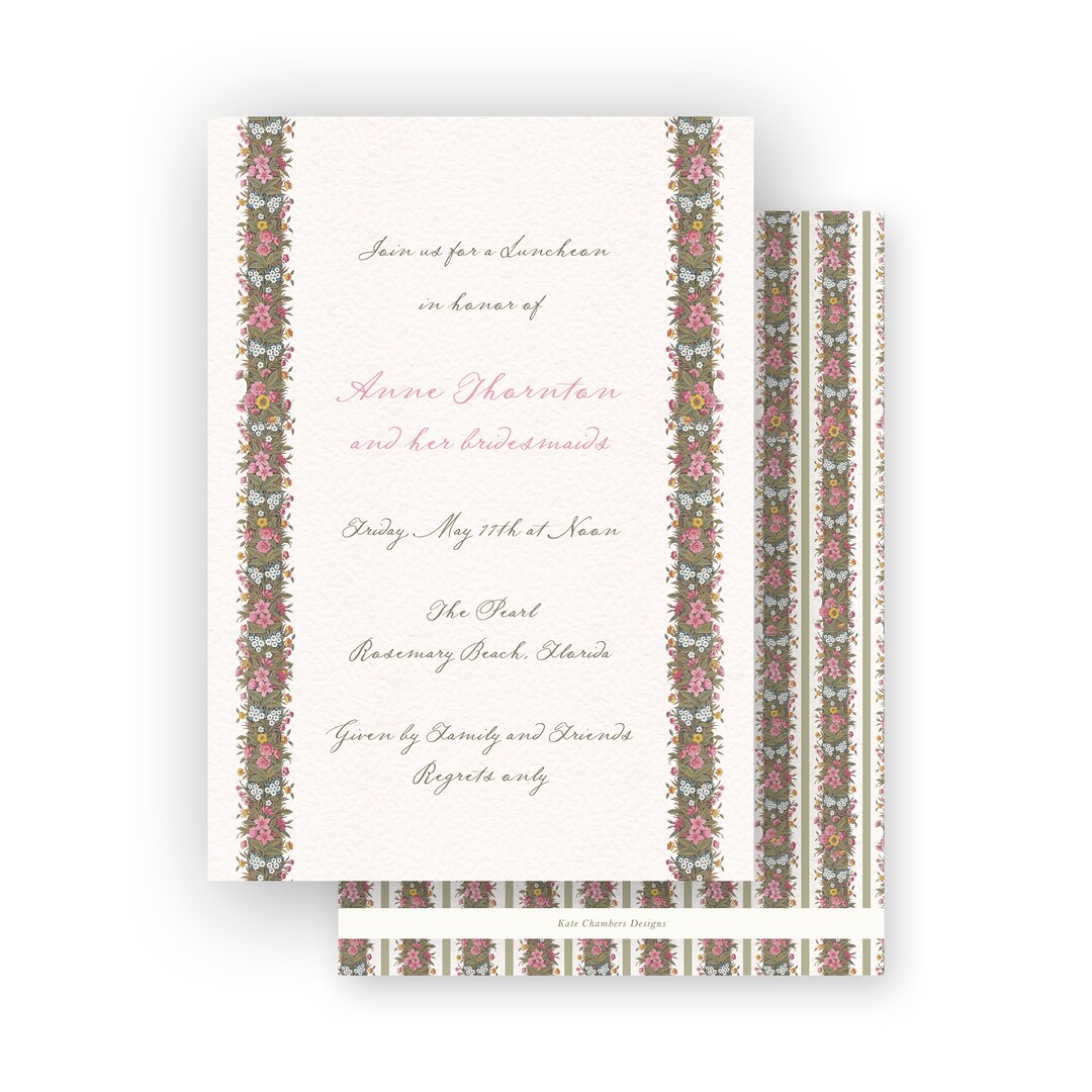 Vintage Floral Garden Border Bridesmaid Luncheon/ Bridal Shower ...