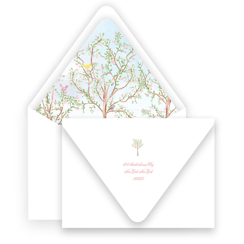 Watercolor Cherry Blossom Garden Scene Stationery by Kate Chambers ...