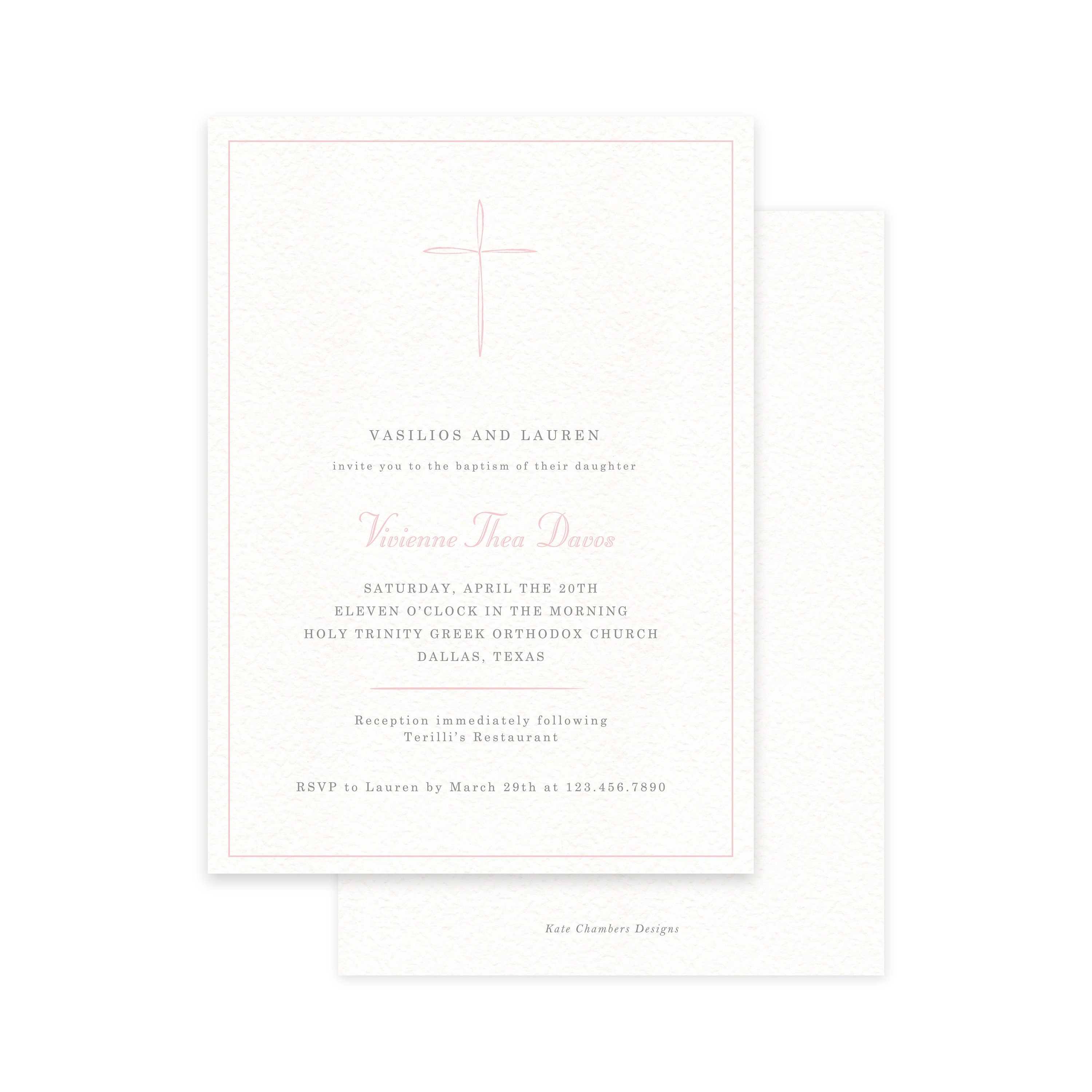 Baptism Dedication Invitation - Pink Peach Simple Brushed Cross - by ...